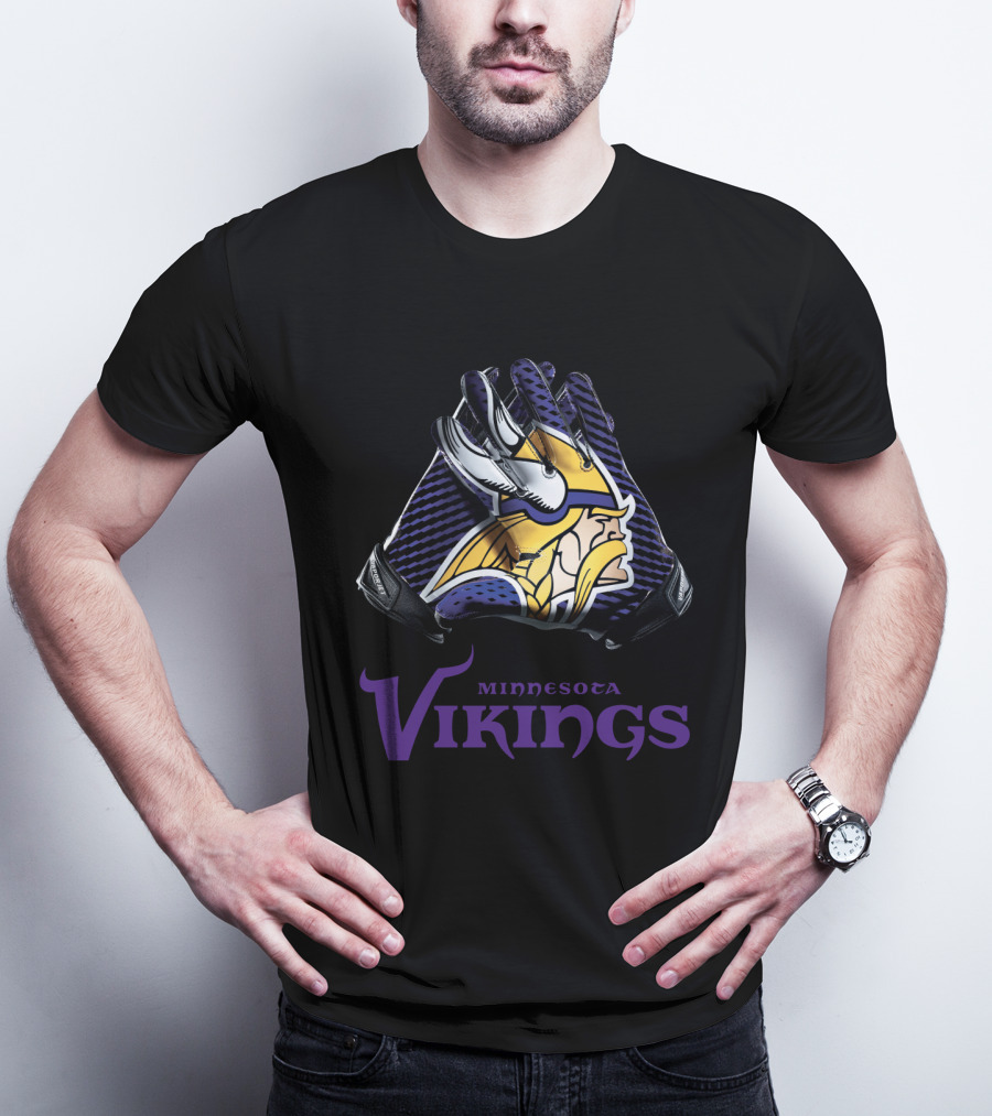 Minnesota Vikings Nfl Gloves Iconic Team T-Shirt