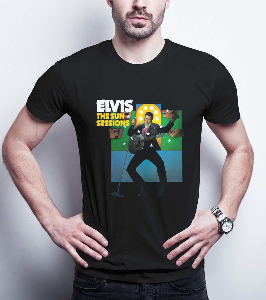 ELVIS The Sun Sessions Iconic Performance Imagery With Guitar And Microphone T-Shirt