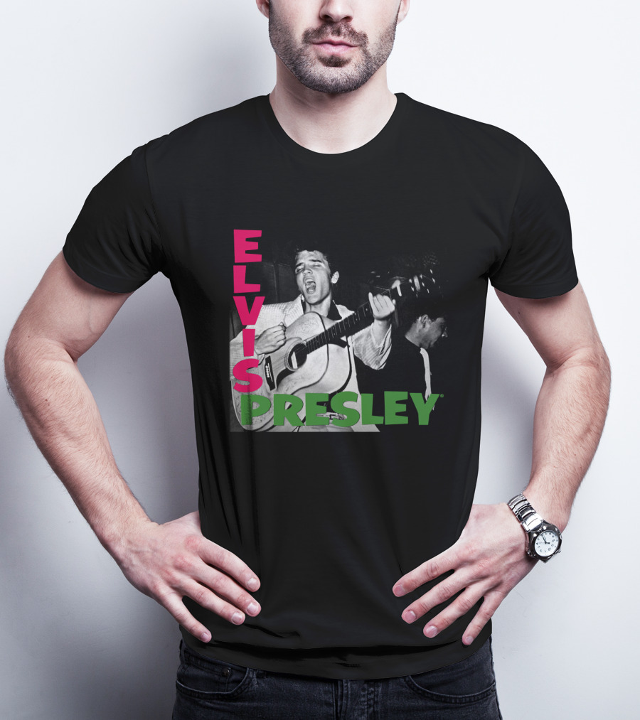 Elvis Presley Guitar Performance Iconic Vintage Image T-Shirt