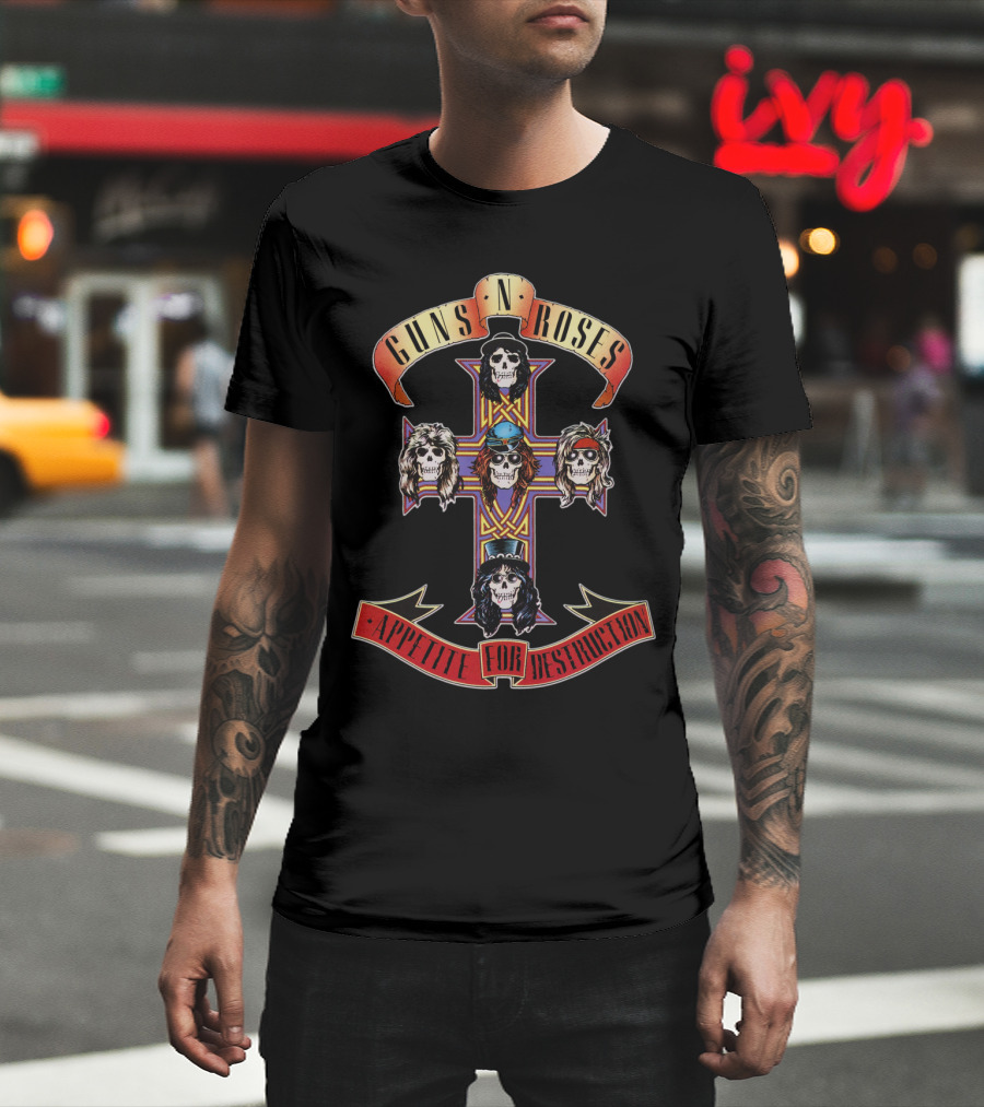 Guns N' Roses Appetite For Destruction Skeleton Cross T-Shirt