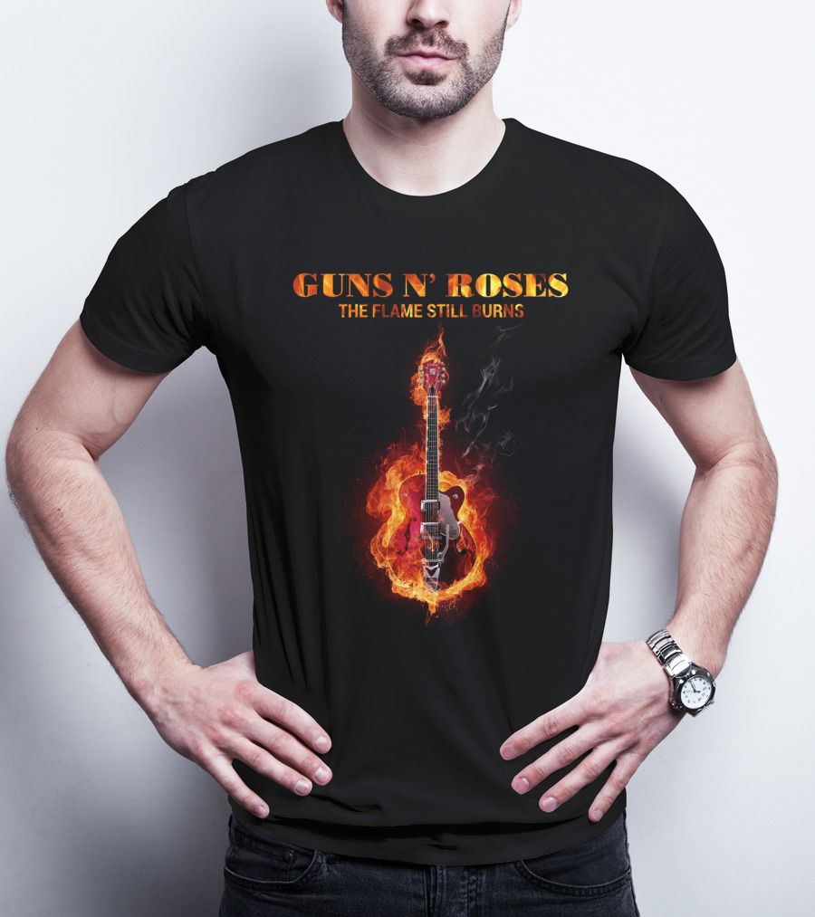Guns N' Roses The Flame Still Burns Guitar Fire T-Shirt