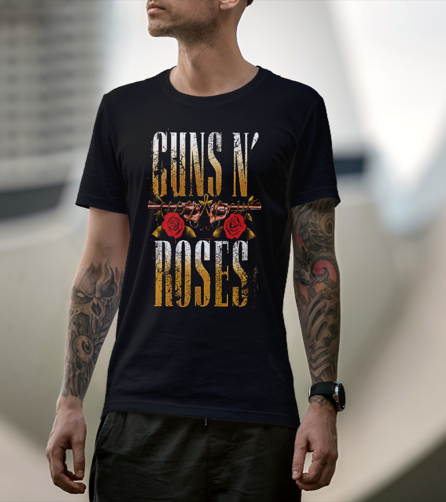 Guns N' Roses Dual Pistols With Red Roses T-Shirt