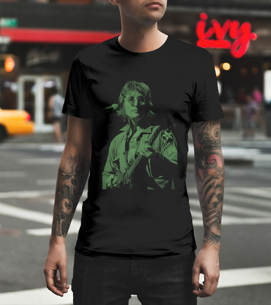 Jln 03 John Lennon Iconic Green Photograph T-Shirt