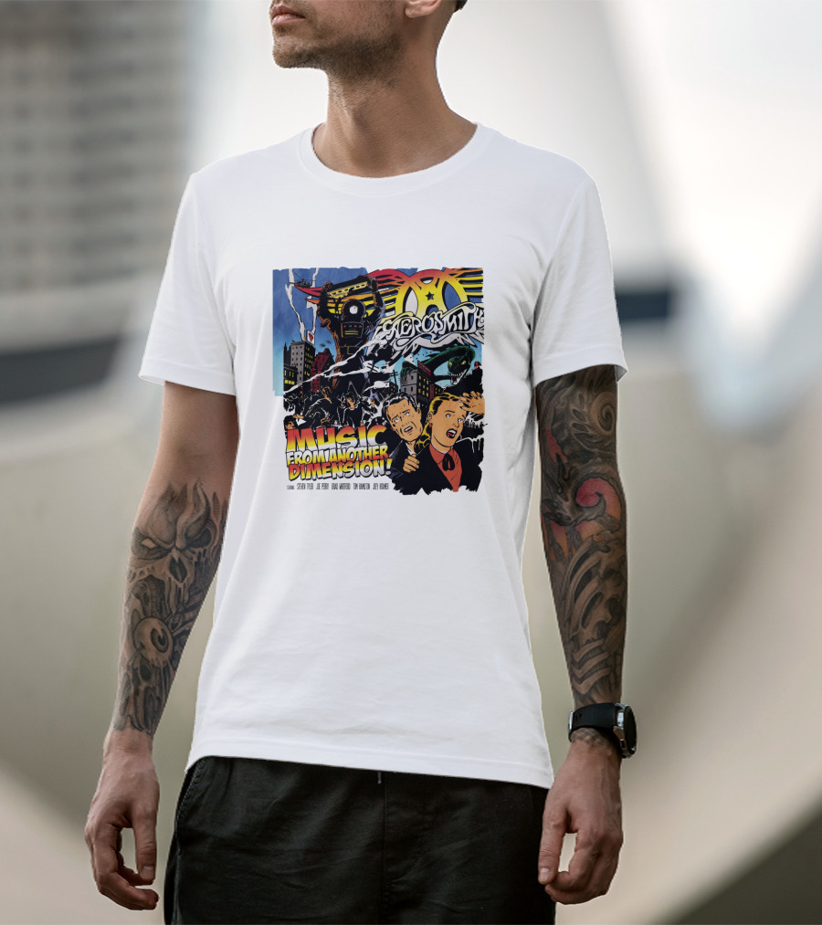 Aerosmith Music From Another Dimension Comic-Style Galactic Robot Skyline T-Shirt