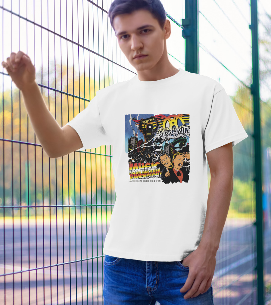 Aerosmith Music From Another Dimension Comic-Style Galactic Robot Skyline T-Shirt