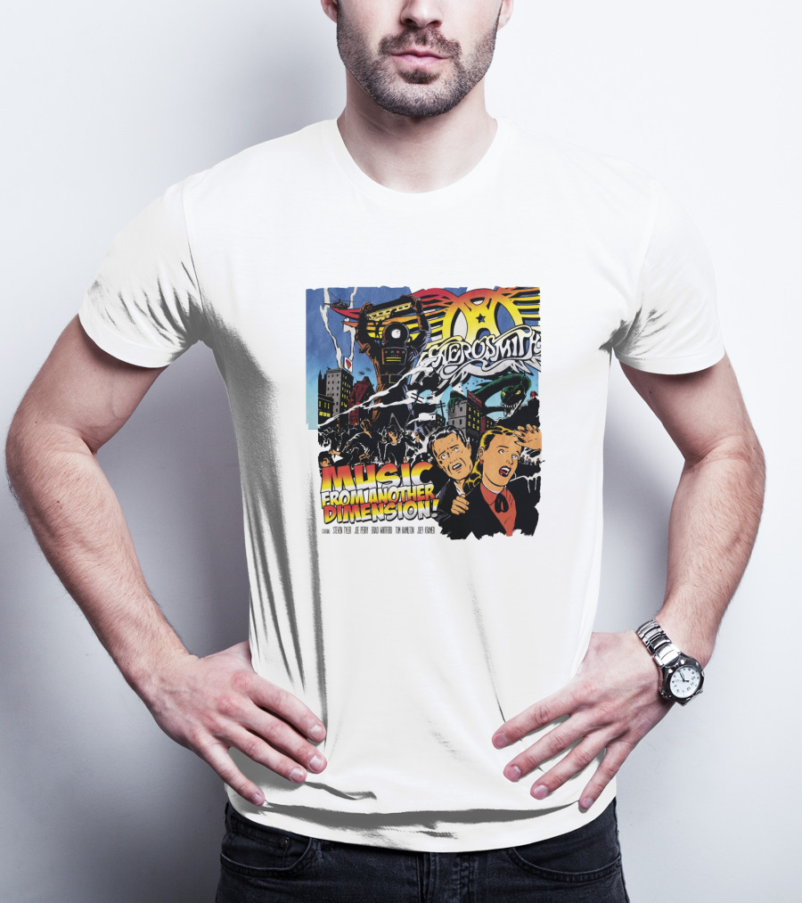 Aerosmith Music From Another Dimension Comic-Style Galactic Robot Skyline T-Shirt
