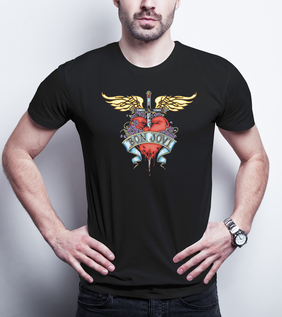 Bon Jovi Heart And Dagger Winged T-Shirt