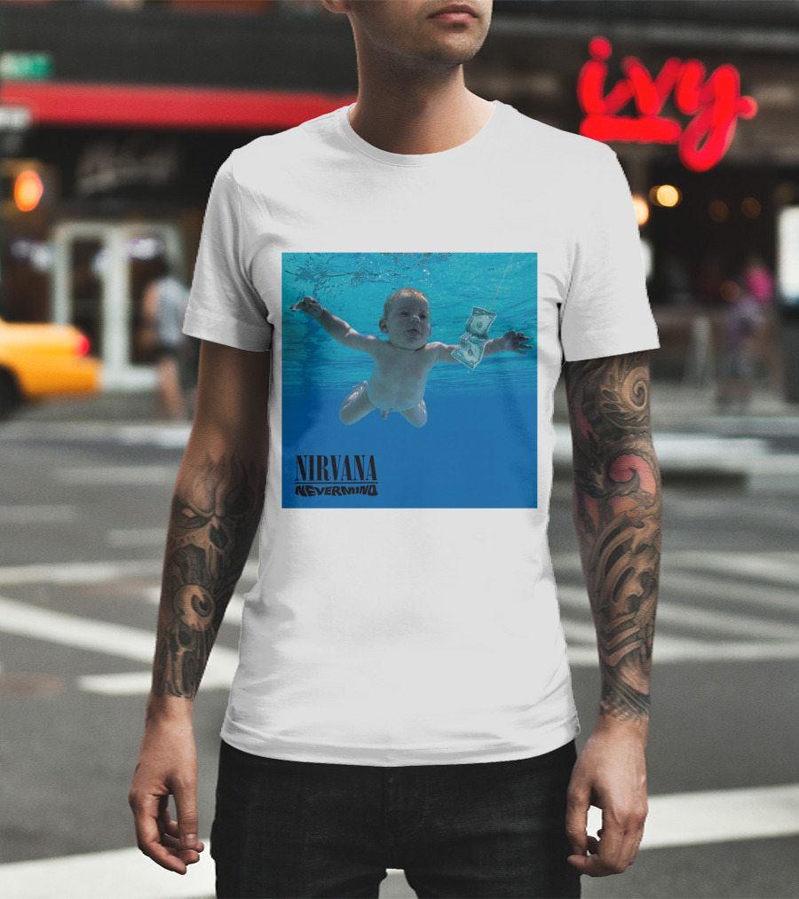 Nirvana Nevermind Album Cover Baby In Pool With Dollar Bill T-Shirt