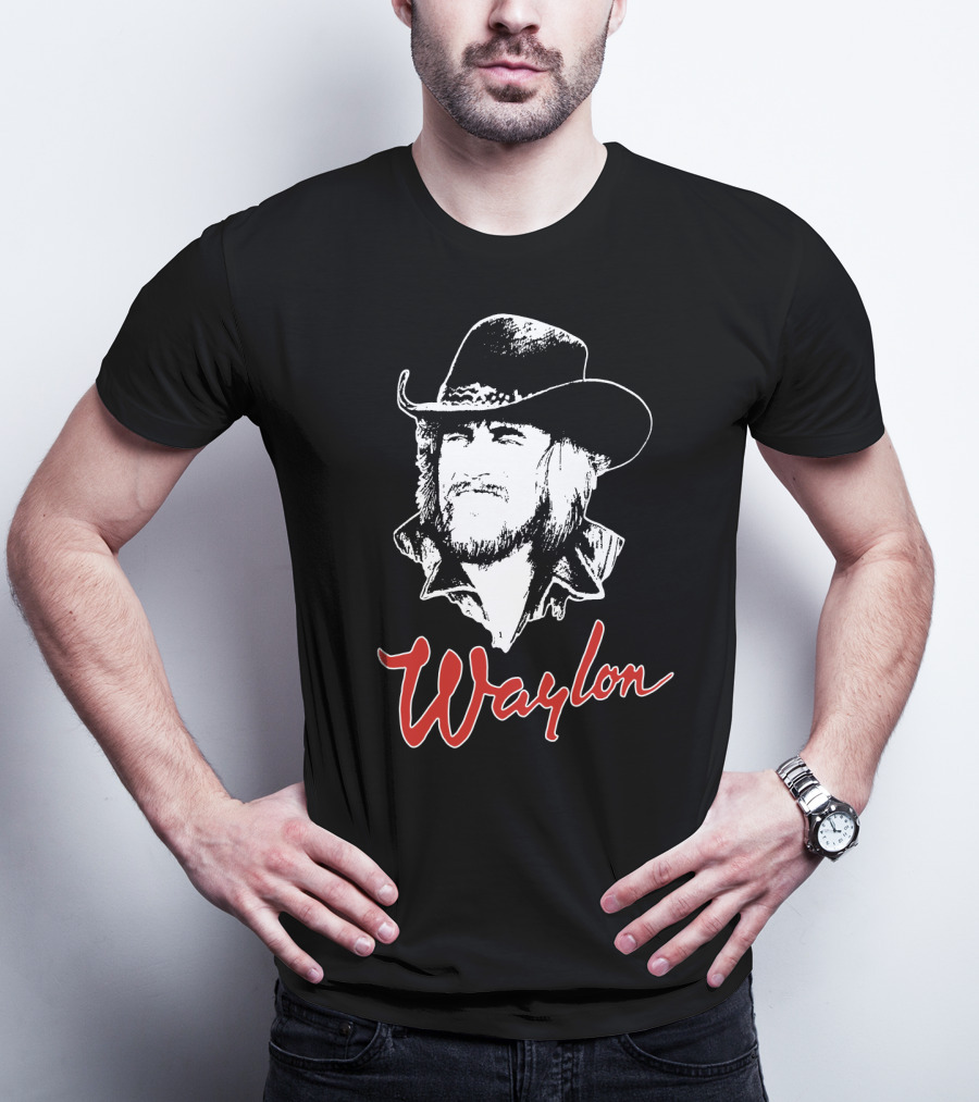 Waylon Jennings Cowboy Hat Illustration T-Shirt