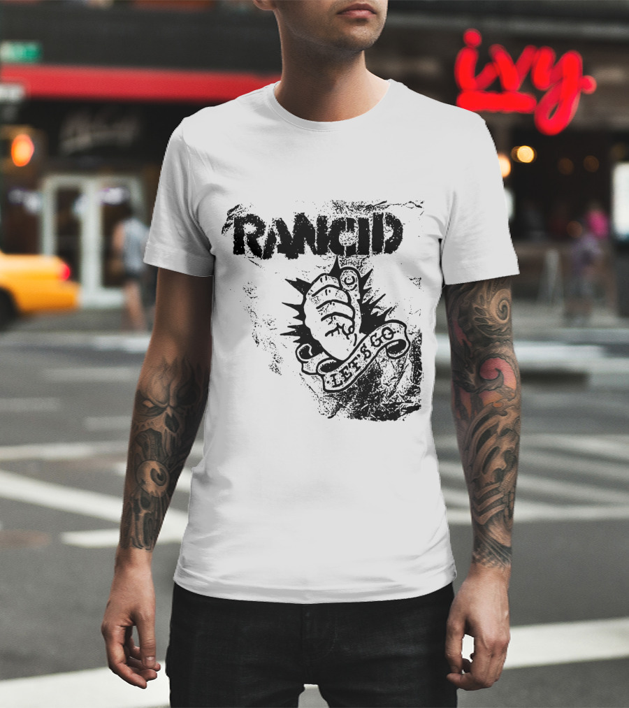 Rancid Let's Go Fist Logo Grunge Style T-Shirt