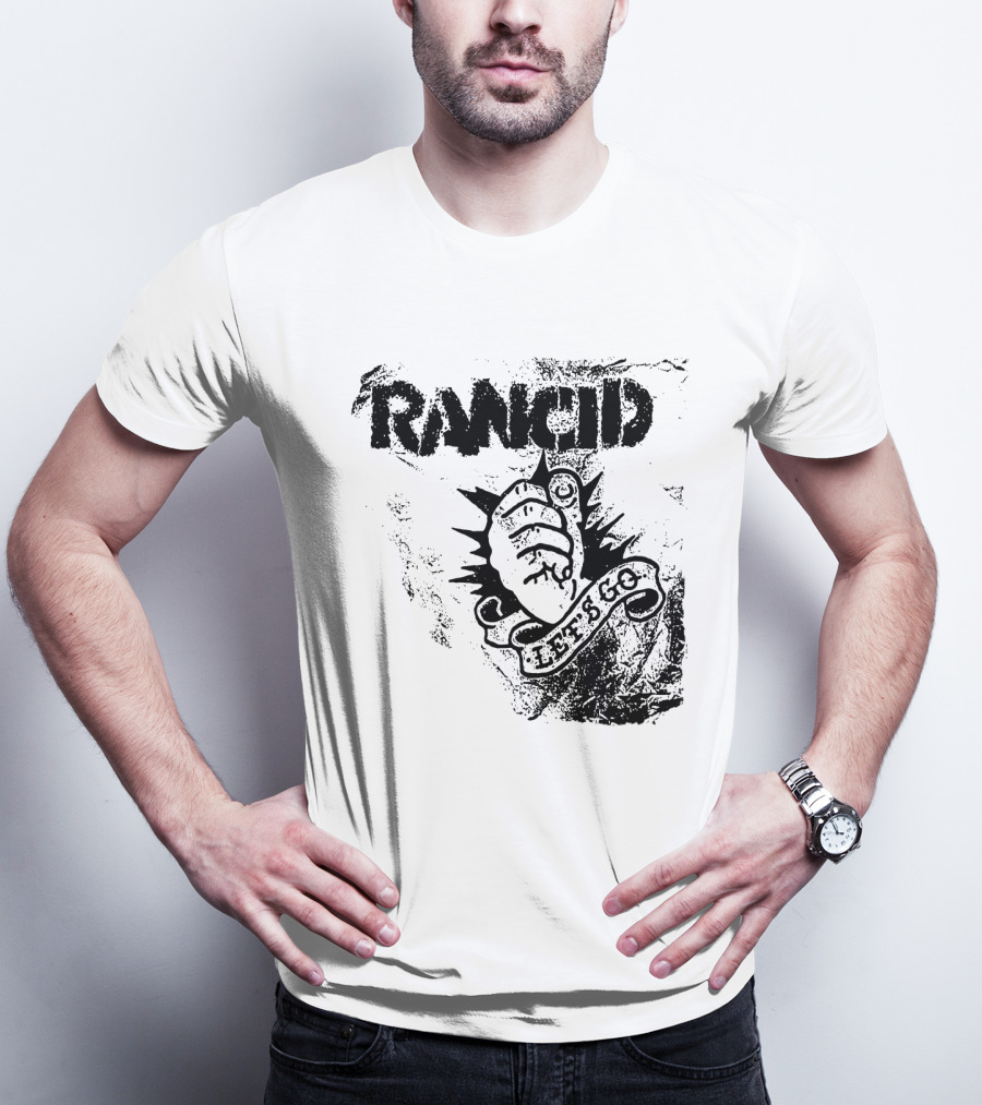 Rancid Let's Go Fist Logo Grunge Style T-Shirt