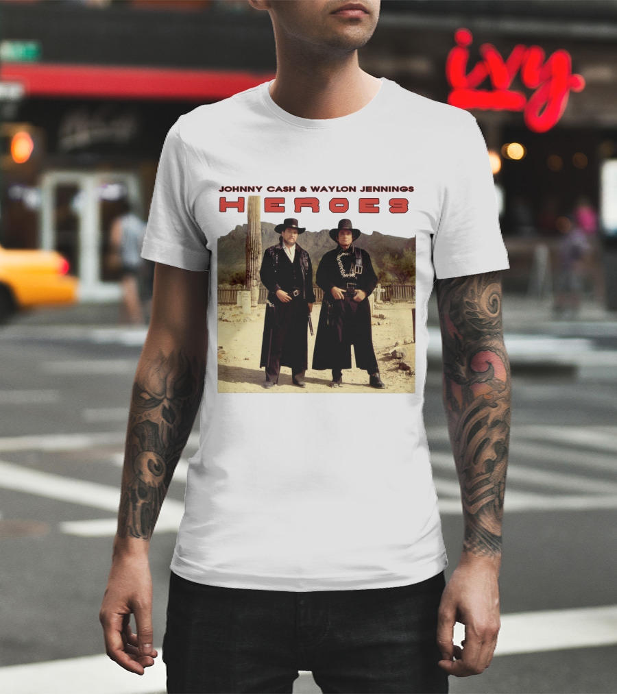 Johnny Cash & Waylon Jennings Heroes Desert Scene T-Shirt