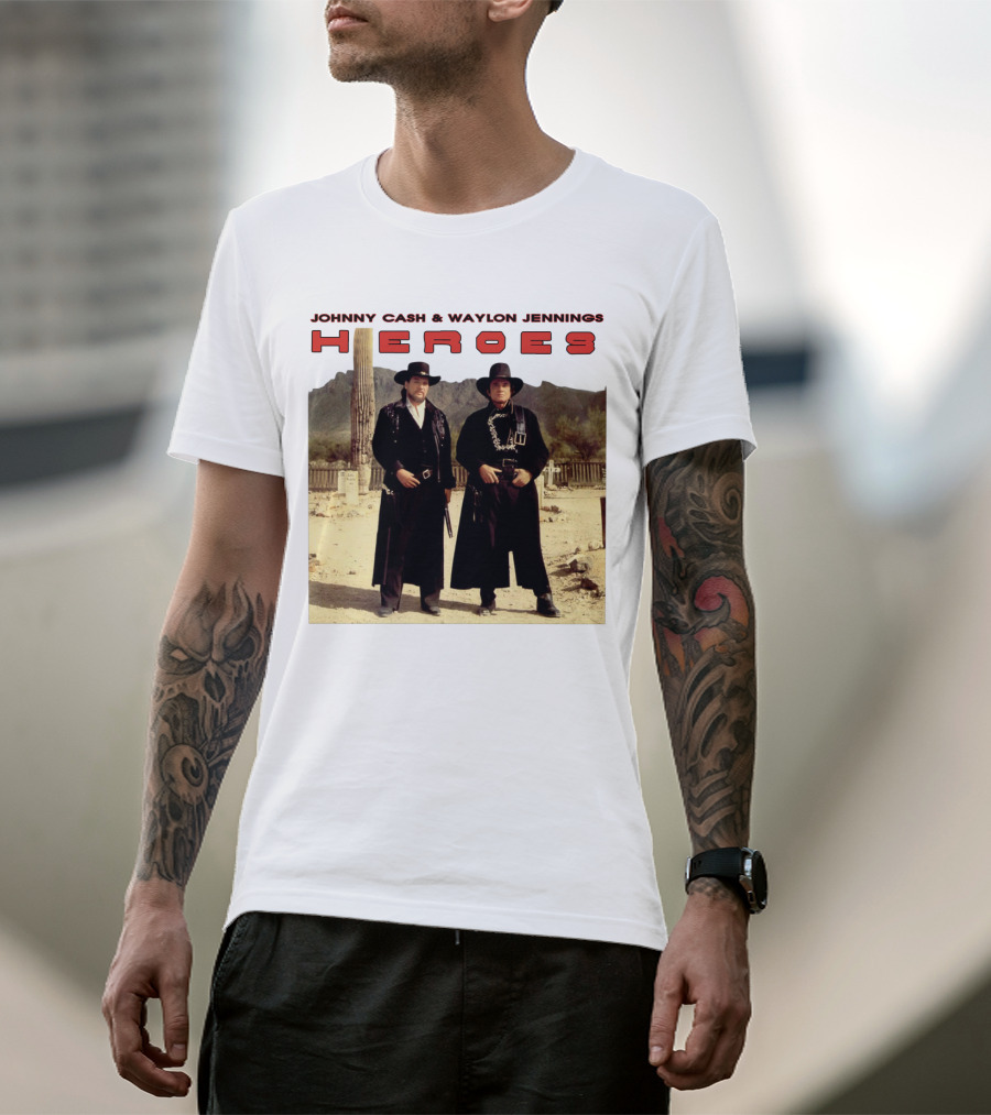 Johnny Cash & Waylon Jennings Heroes Desert Scene T-Shirt