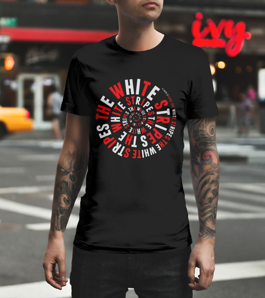The White Stripes Spiral Text Optical Illusion T-Shirt