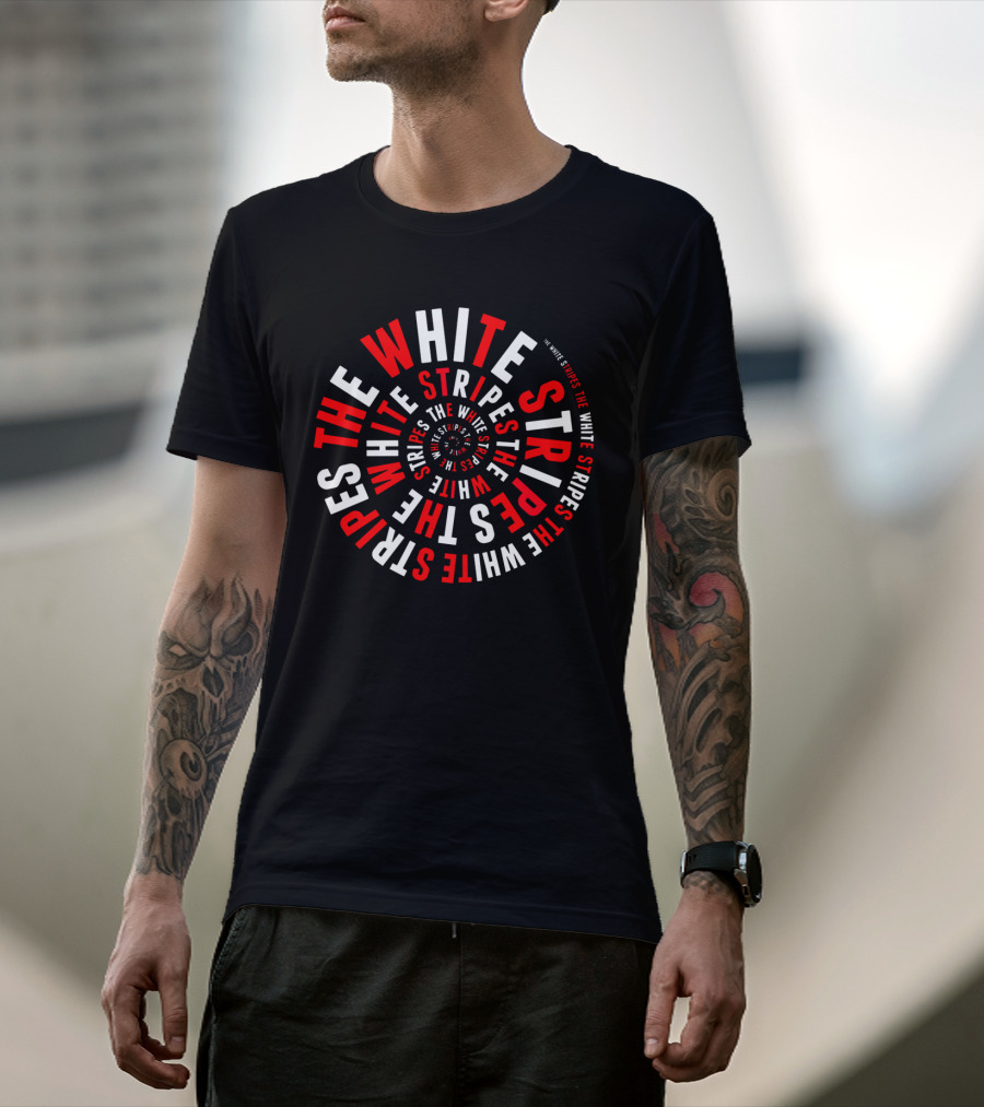 The White Stripes Spiral Text Optical Illusion T-Shirt