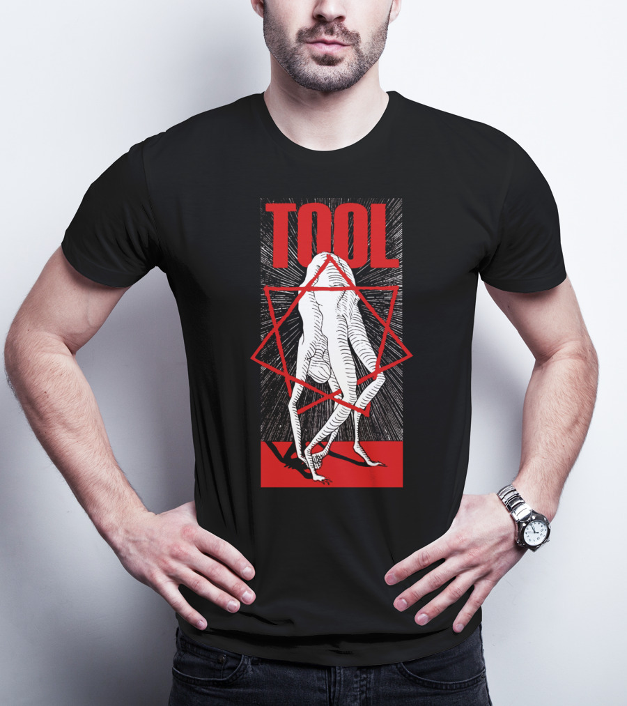 Tool Six-Legged Figure With Geometric Red Star On Black And Red Abstract T-Shirt