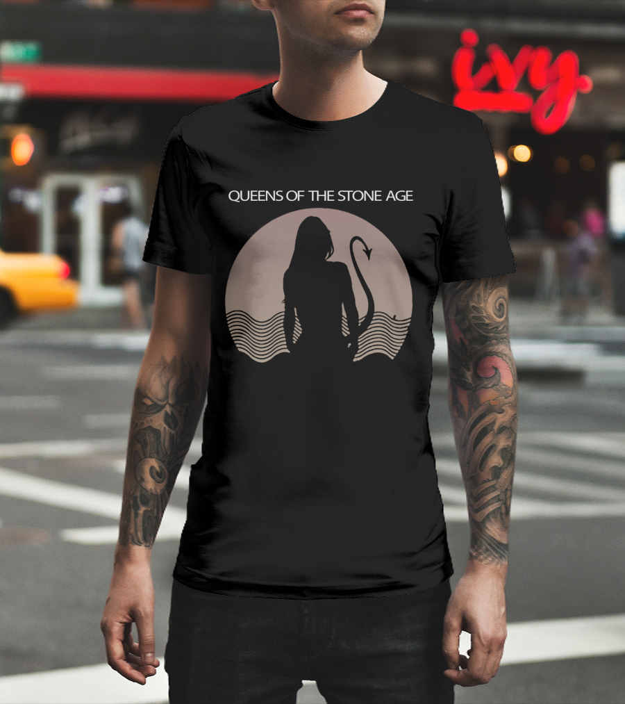 Queens Of The Stone Age Mermaid Silhouette With Tail And Waves T-Shirt