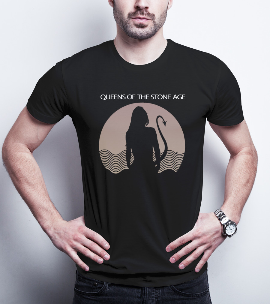 Queens Of The Stone Age Mermaid Silhouette With Tail And Waves T-Shirt