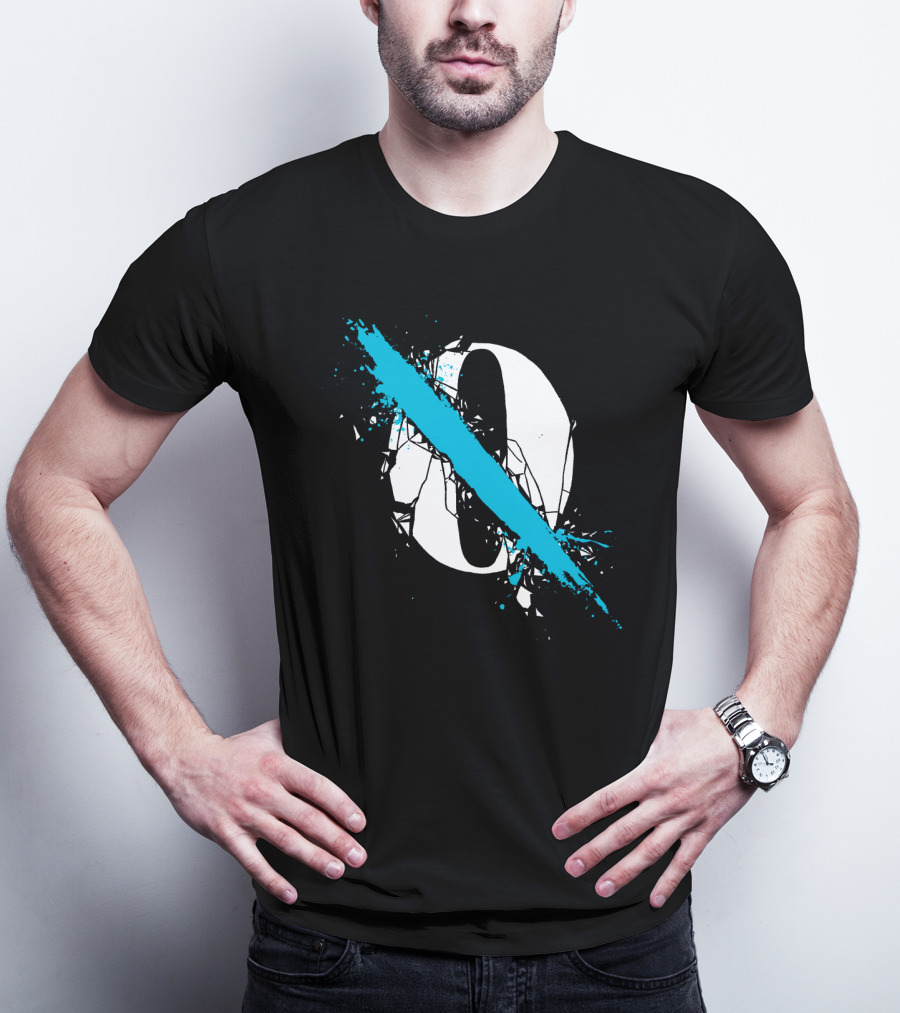 Qotsa Cracked Zero With Blue Diagonal Line T-Shirt