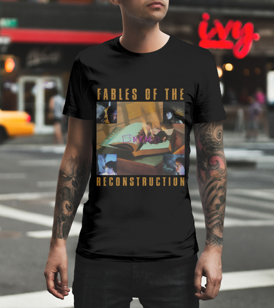 Fables Of The Reconstruction Rem-Ms Burning Book Collage T-Shirt
