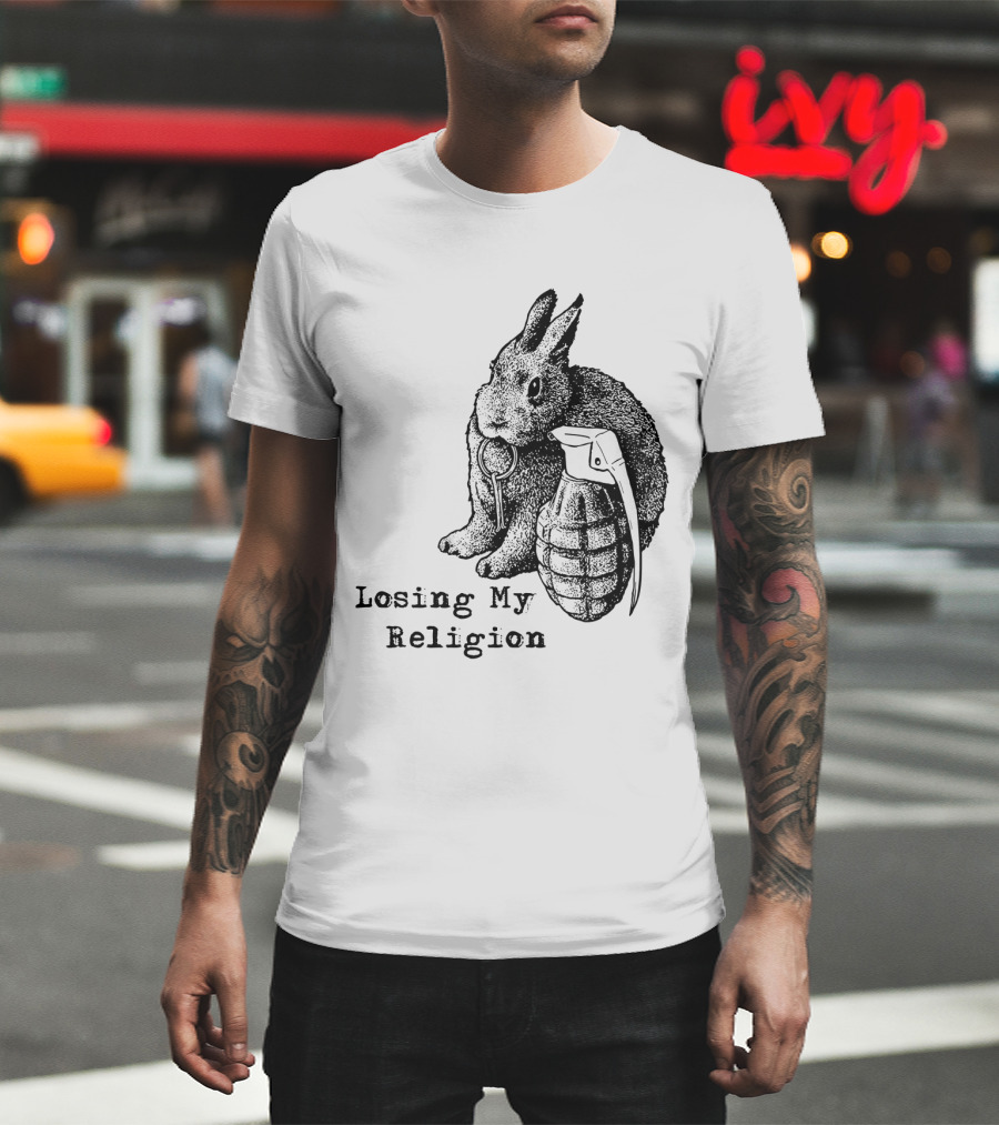 Losing My Religion Surreal Rabbit Grenade T-Shirt