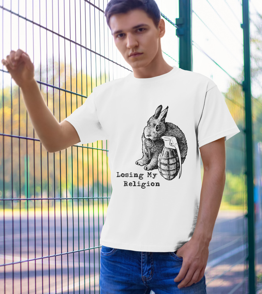 Losing My Religion Surreal Rabbit Grenade T-Shirt