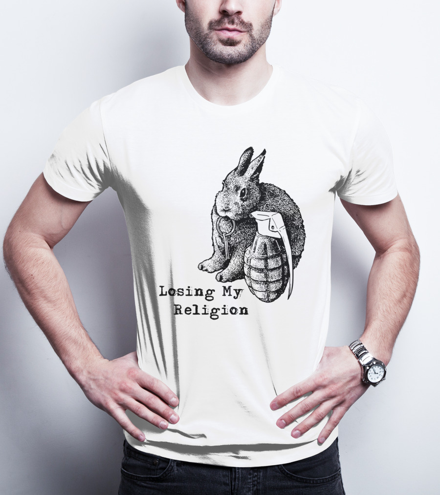 Losing My Religion Surreal Rabbit Grenade T-Shirt
