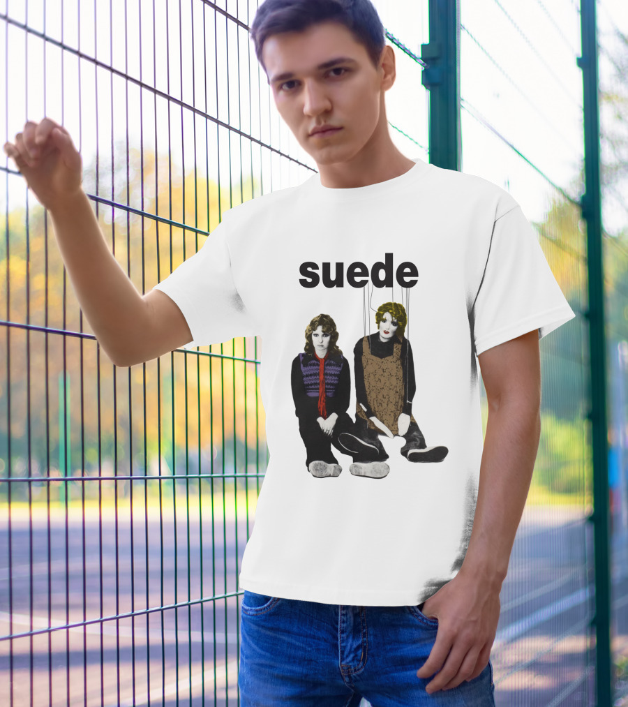 Suede Band Puppet Imagery With Colorful Outfits T-Shirt