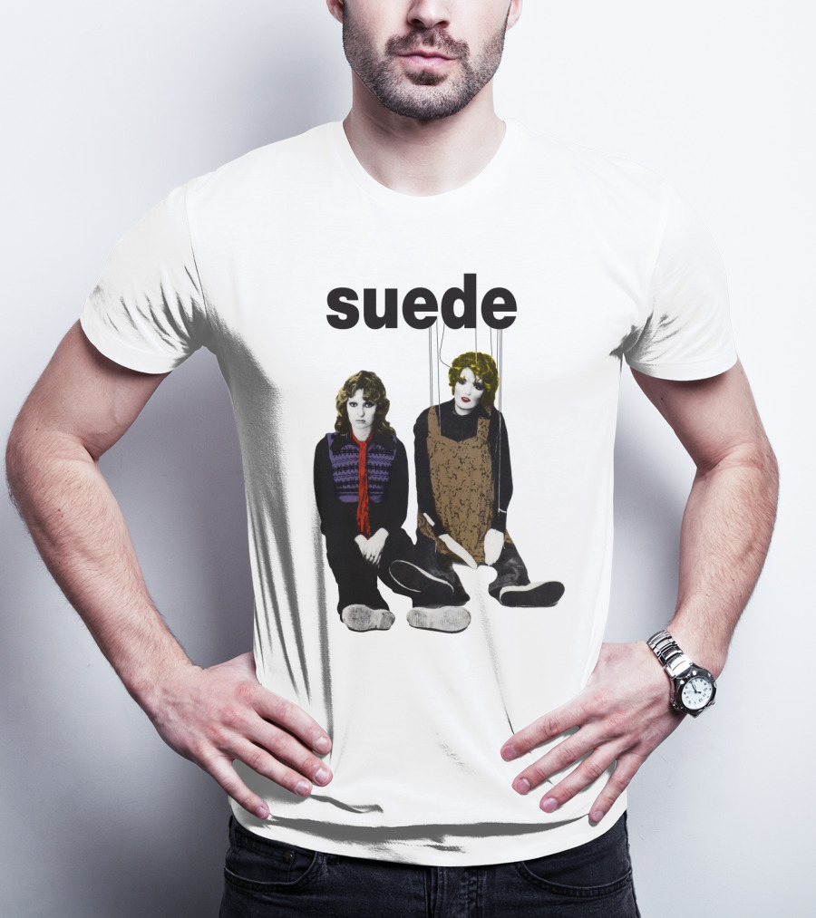 Suede Band Puppet Imagery With Colorful Outfits T-Shirt