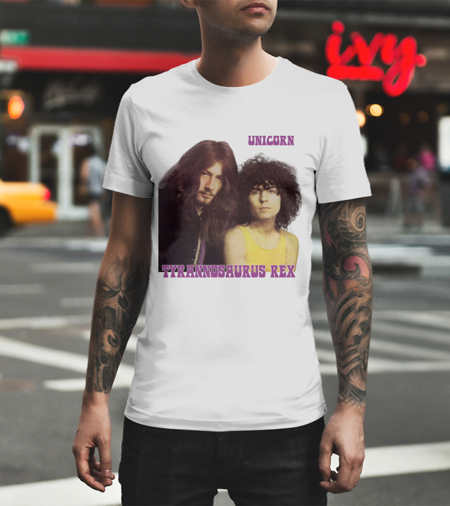 Unicorn Tyrannosaurus Rex Band Members Retro Photo T-Shirt