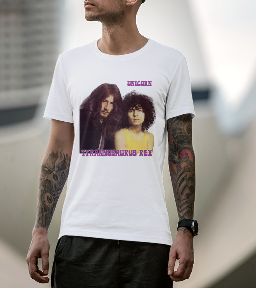 Unicorn Tyrannosaurus Rex Band Members Retro Photo T-Shirt