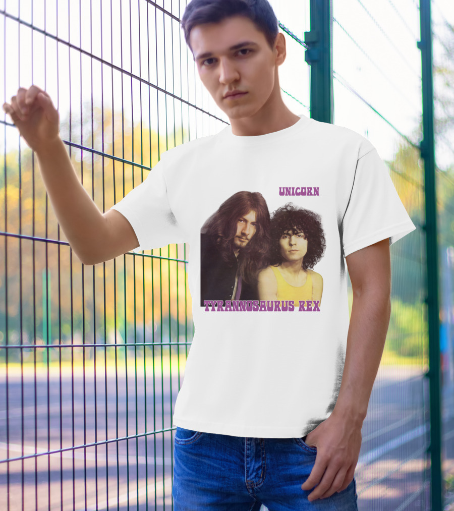 Unicorn Tyrannosaurus Rex Band Members Retro Photo T-Shirt