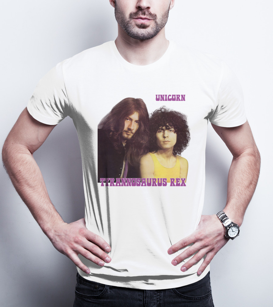 Unicorn Tyrannosaurus Rex Band Members Retro Photo T-Shirt