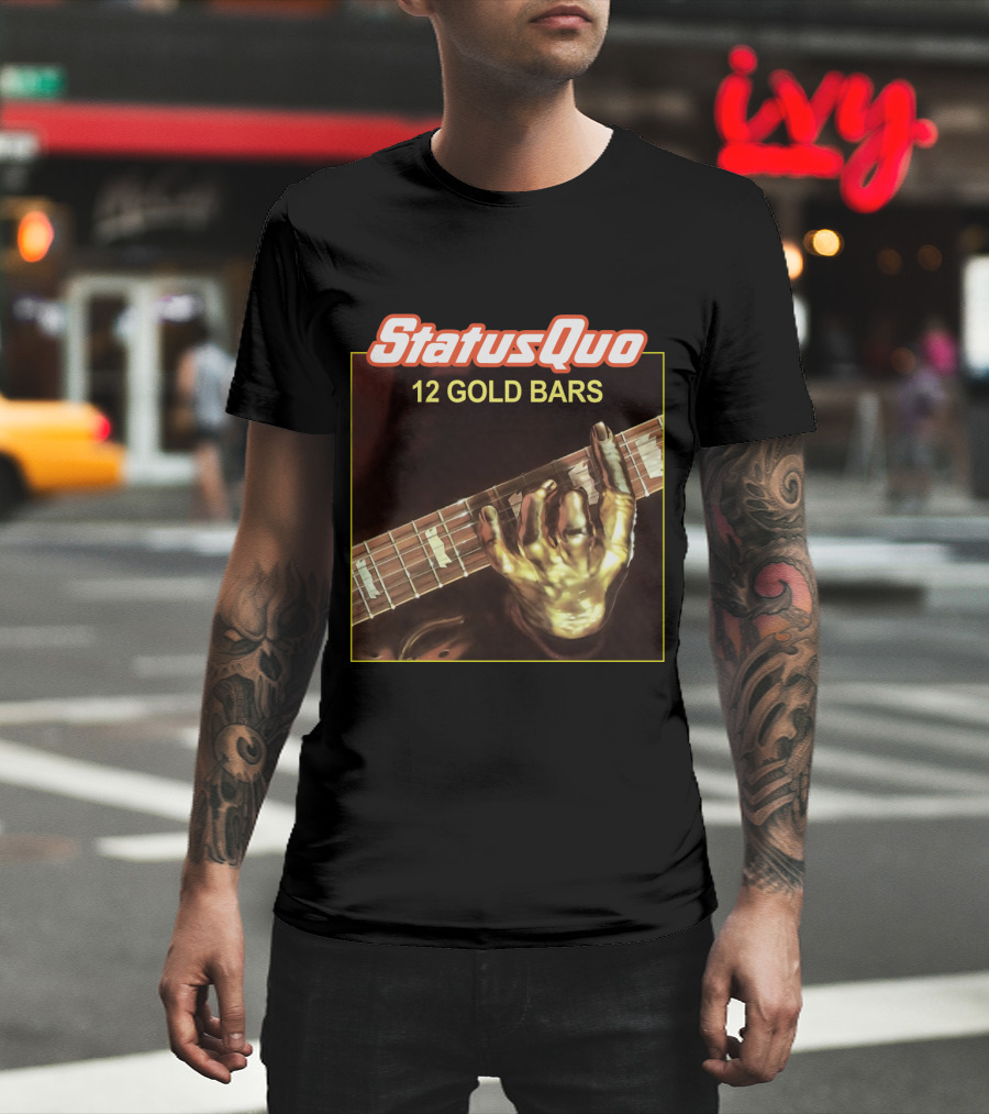 Status Quo 12 Gold Bars Album Cover T-Shirt