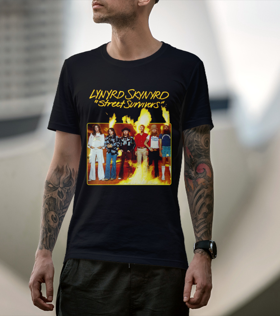 Lynyrd Skynyrd Street Survivors Album Cover Art Fiery T-Shirt