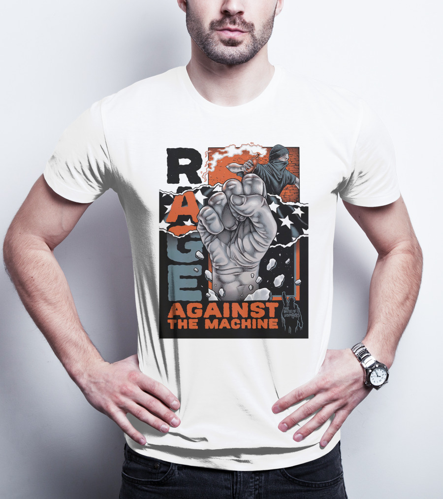 Rage Against The Machine Raised Fist With Stars And Protest T-Shirt