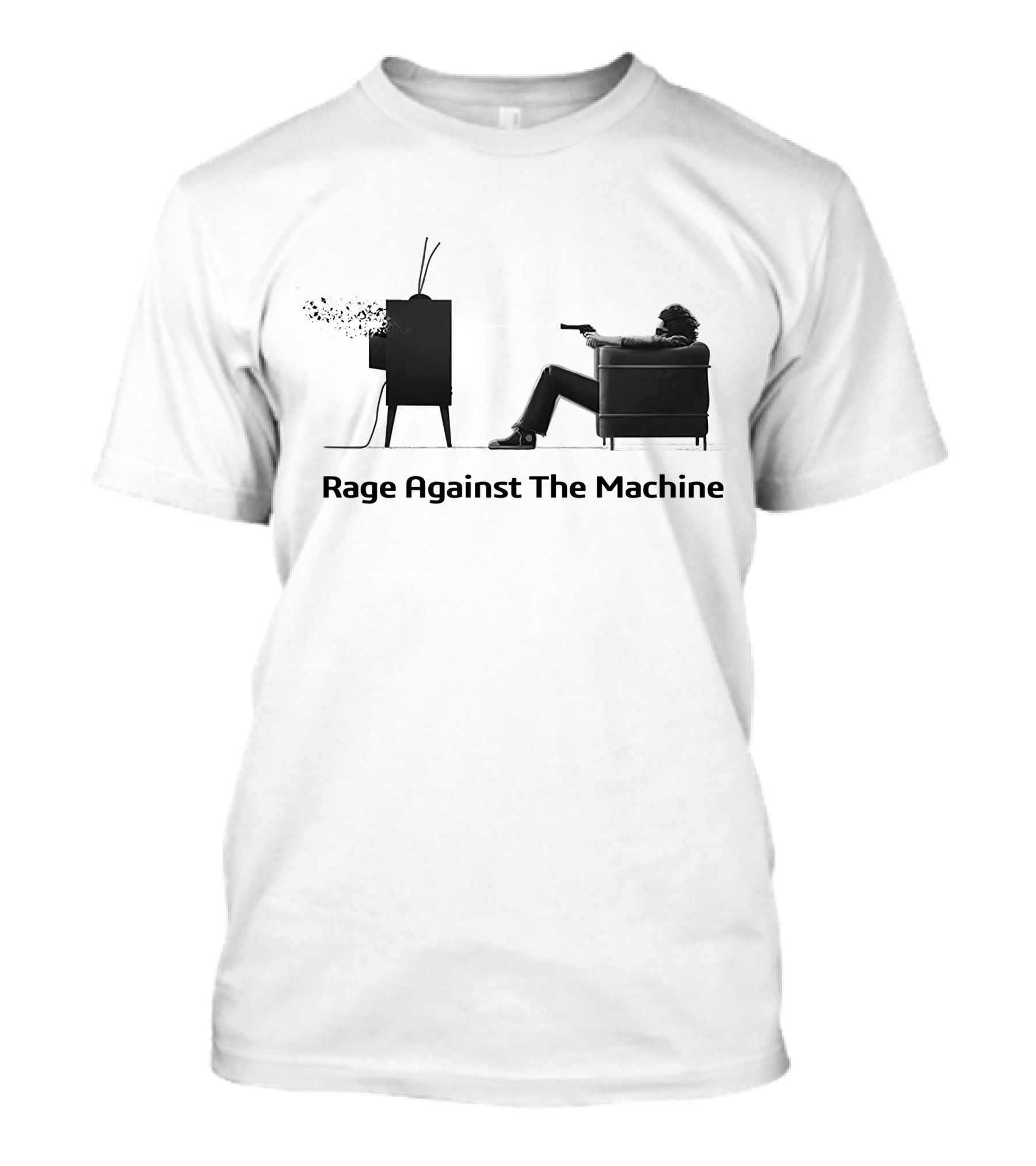 Ratm Rage Against The Machine Man With Gun Watching Exploding Tv T-Shirt