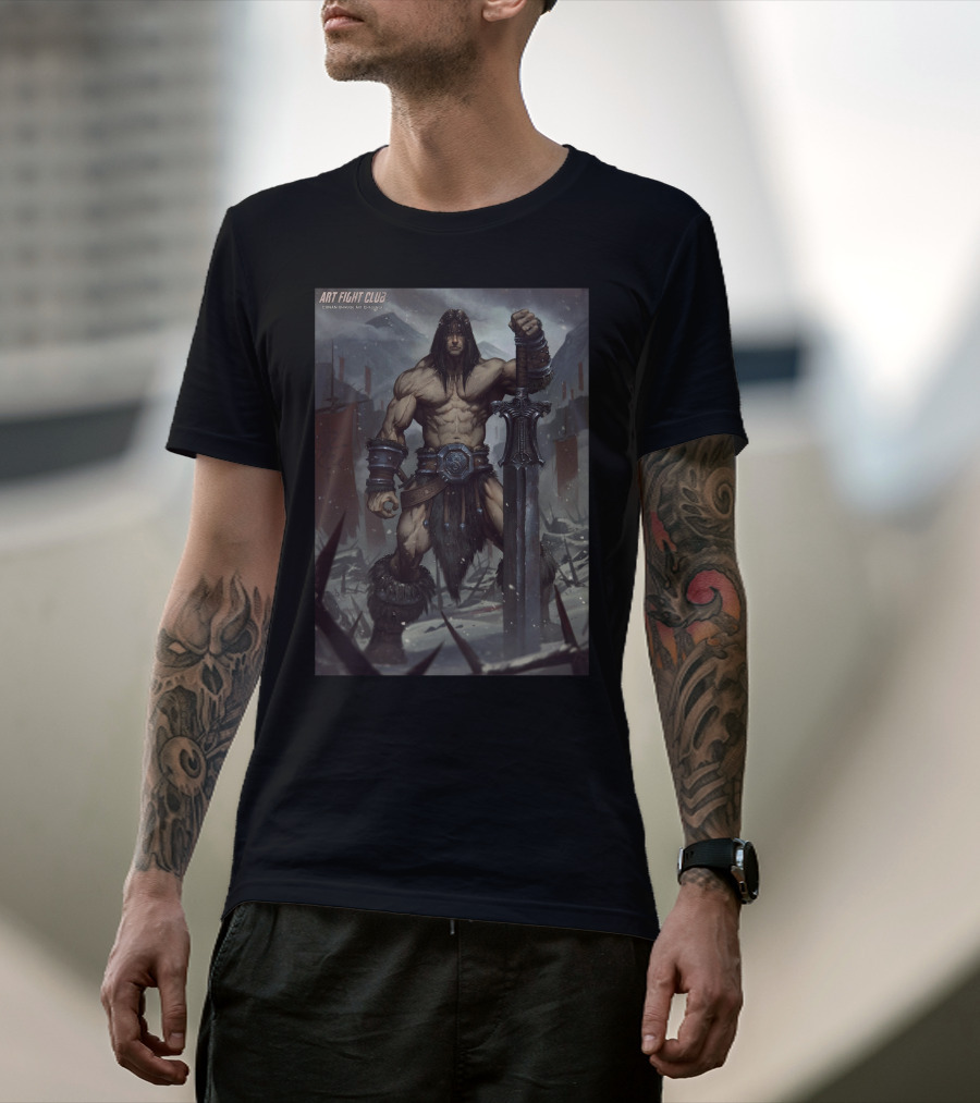 Art Fight Club Conan Chamba Sword Warrior Scene T-Shirt