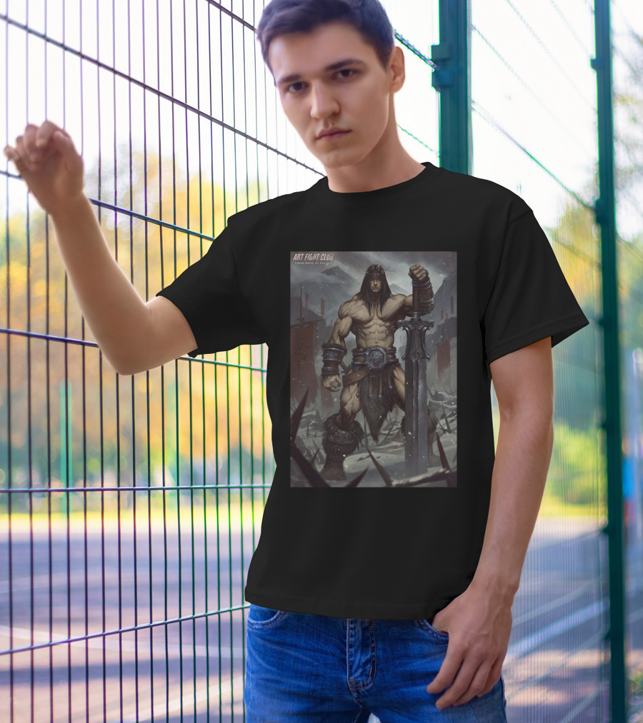 Art Fight Club Conan Chamba Sword Warrior Scene T-Shirt