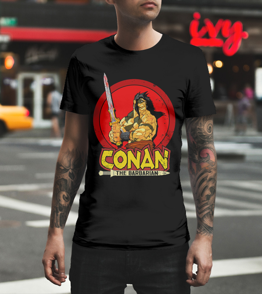 Conan The Barbarian Sword Warrior Red Circle T-Shirt