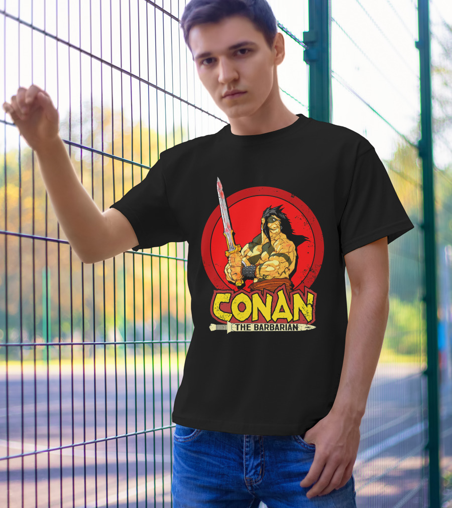Conan The Barbarian Sword Warrior Red Circle T-Shirt