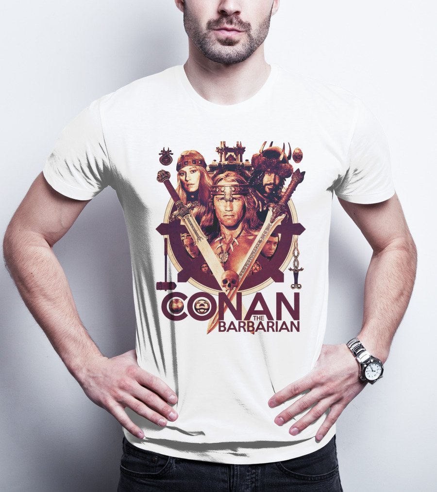 Conan The Barbarian Warrior Circle With Swords And Characters T-Shirt