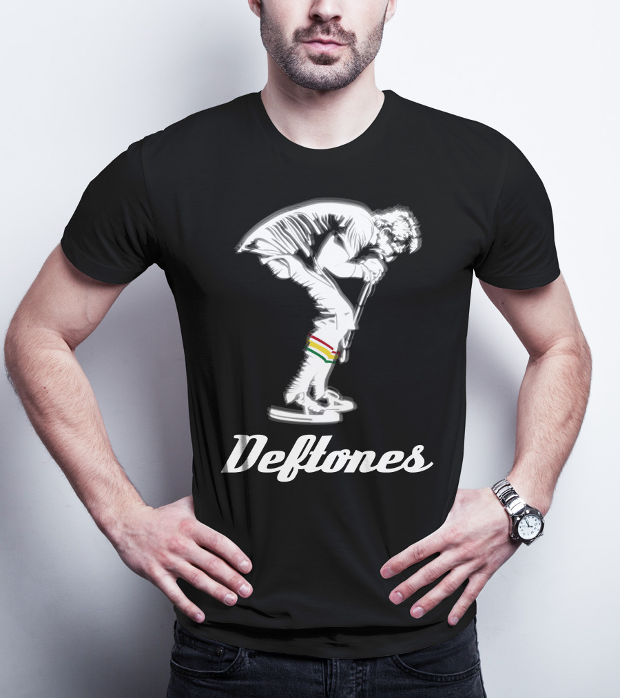 Deftones Dtn (34) Monochrome Kneeling Figure With Colorful Ankle Band T-Shirt