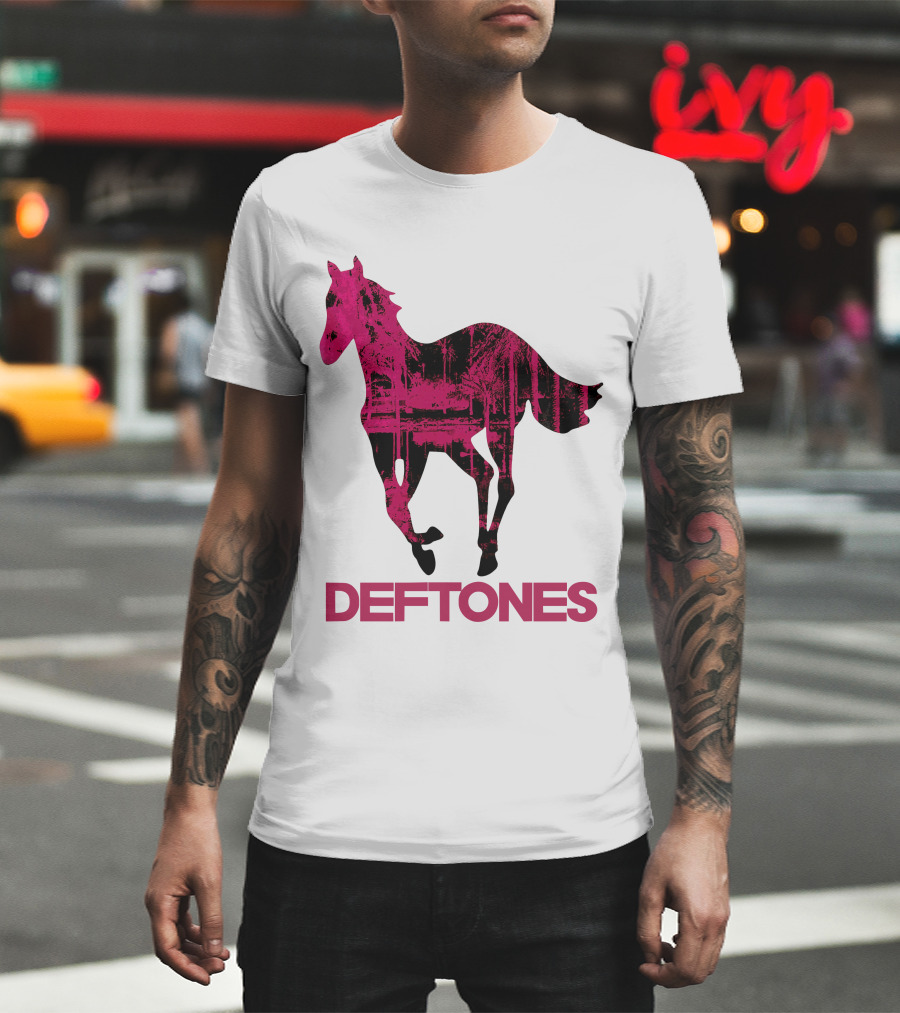 Deftones Pink Horse Motif T-Shirt
