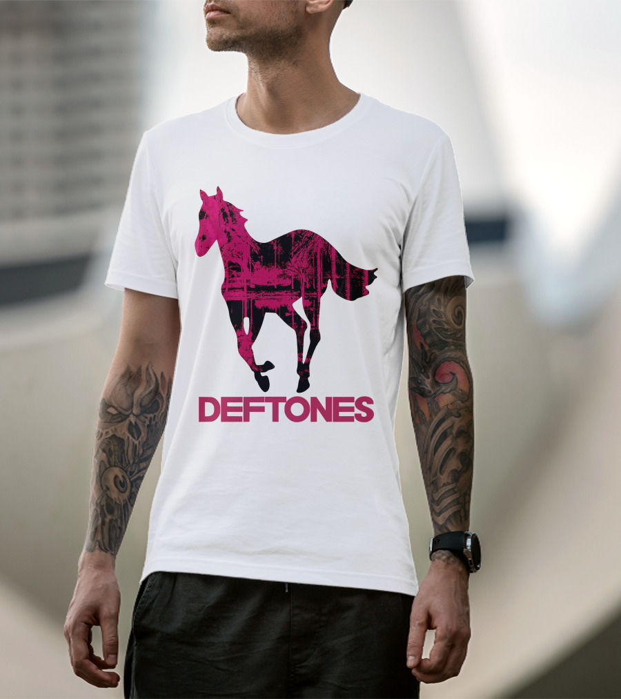 Deftones Pink Horse Motif T-Shirt