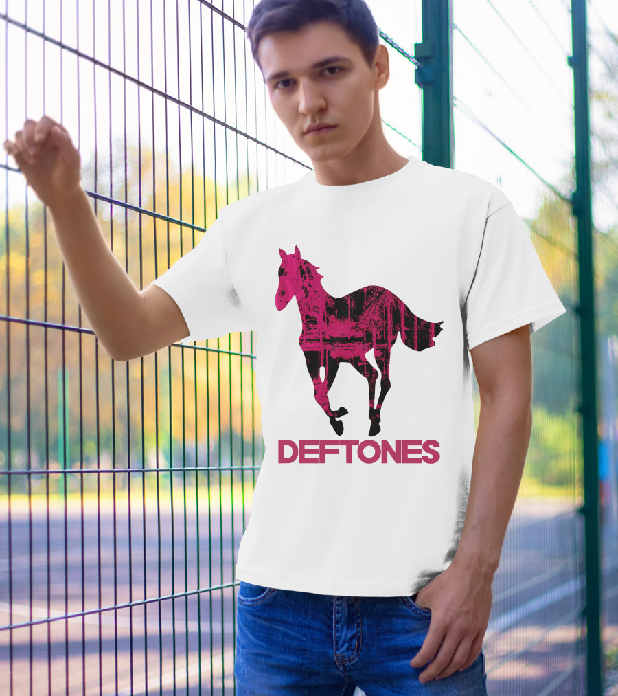 Deftones Pink Horse Motif T-Shirt