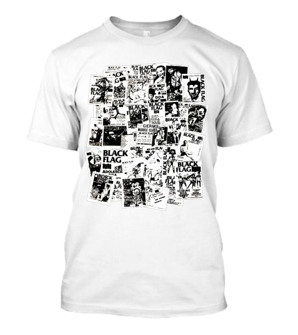Black Flag Punk Collage With Germs Middle Class Adolescents Doa Battle Of The Bands T-Shirt