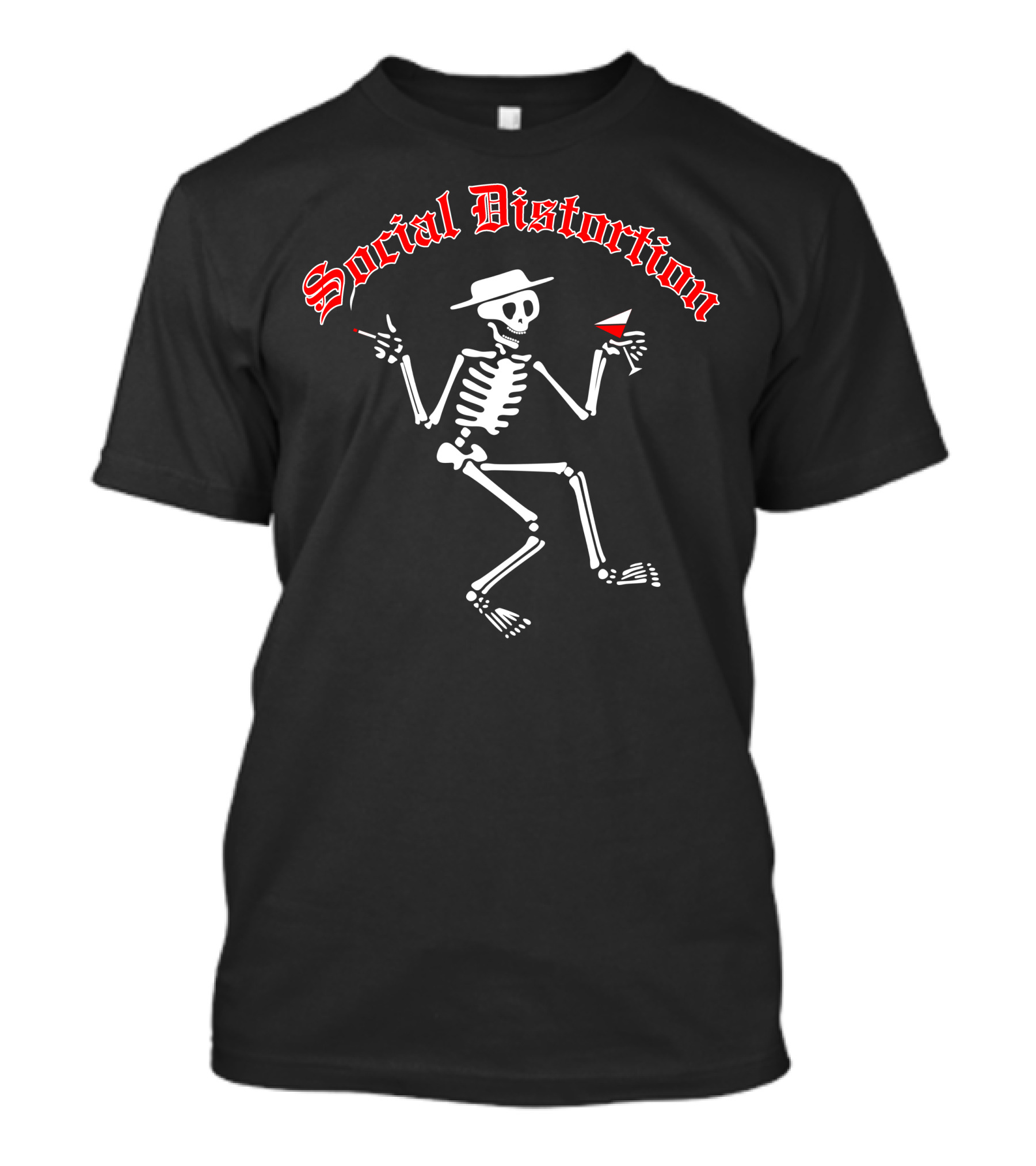 Social Distortion Dancing Skeleton With Hat And Drink T-Shirt