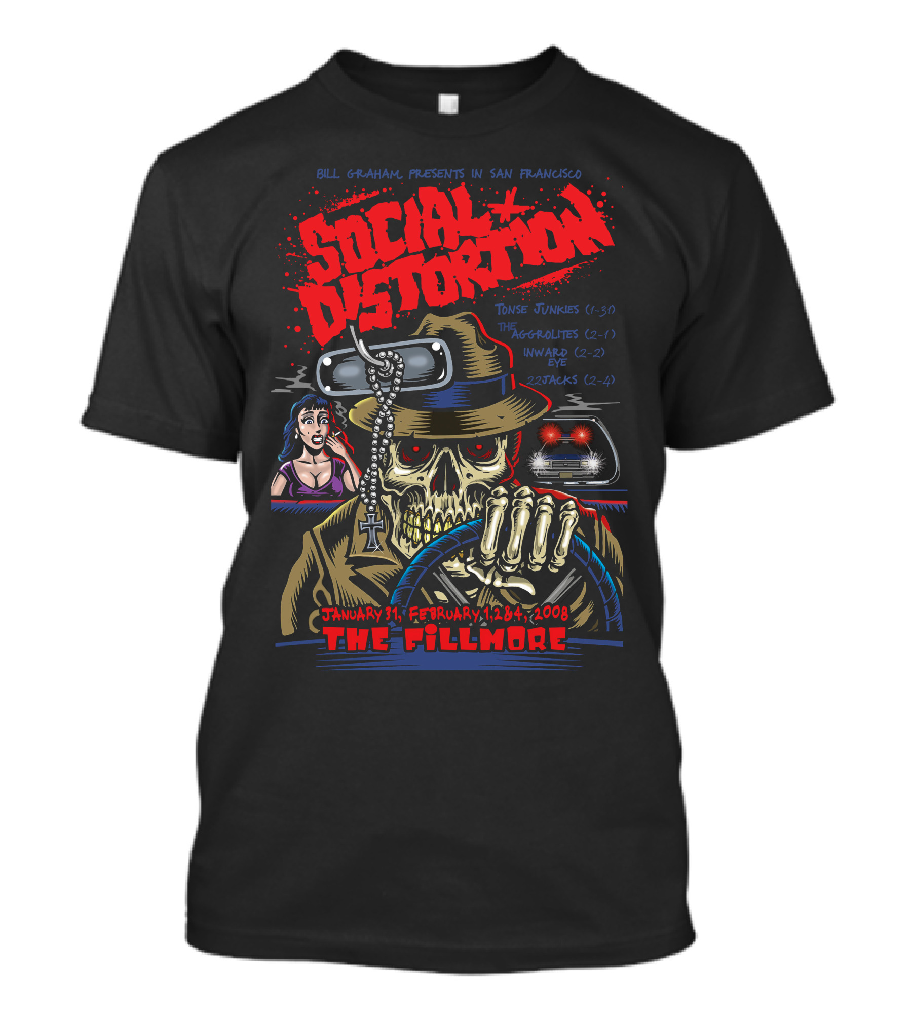 Bill Graham Presents Social Distortion January 31 February 1-2-4 2008 The Fillmore T-Shirt