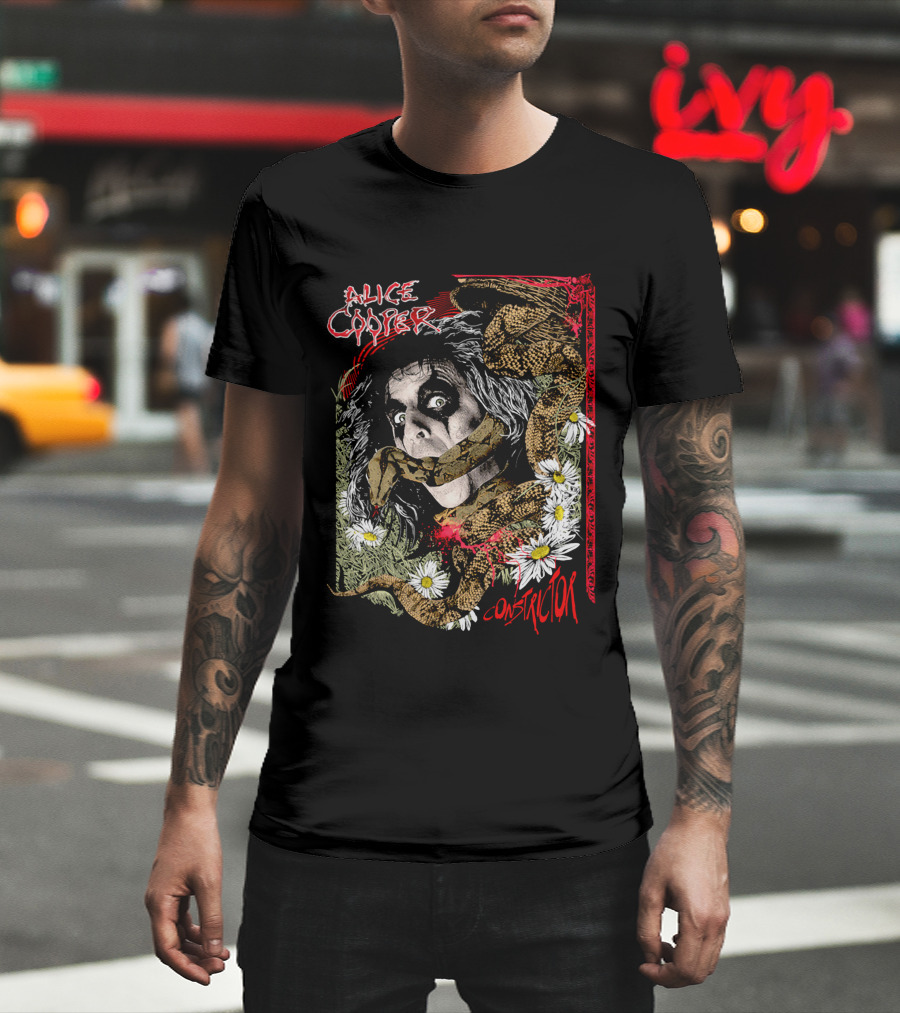 Alice Cooper Constrictor Snake And Daisies T-Shirt
